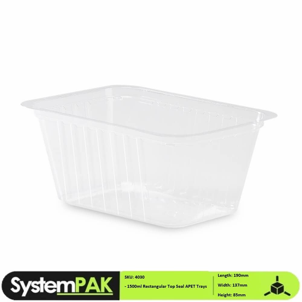 1500ml Rectangular Top Seal APET Trays - 500 Trays