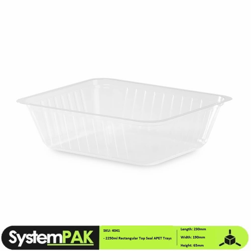 2250ml Rectangular Top Seal APET Trays - 400 Trays