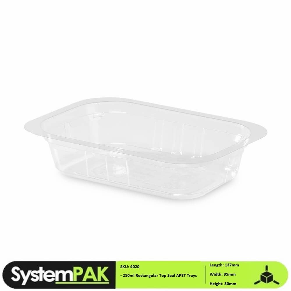 250ml Rectangular Top Seal APET Trays - 600 Trays