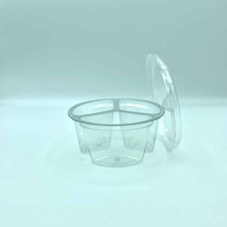 300ml Round 3 Cavity Clear R-Pet Containers for CondiPAK